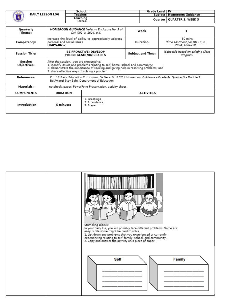 G4 - Homeroom Guidance - Q3W3 | PDF | Cognition | Learning