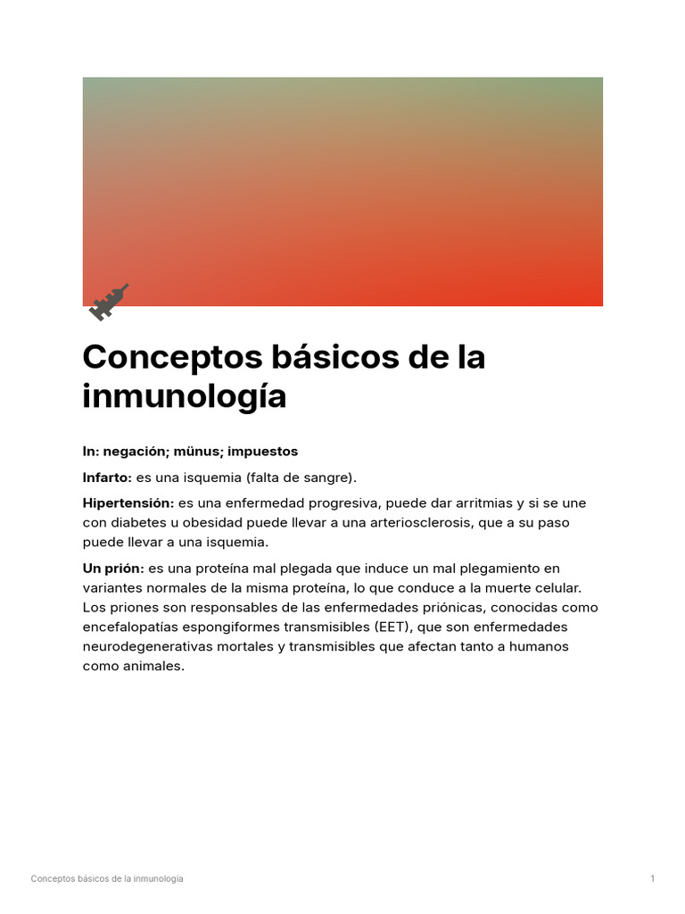 Conceptos Básicos de La Inmunología | PDF | Sistema inmune | Sistema linfático