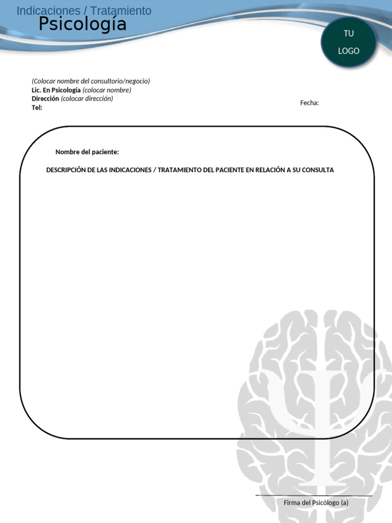 Formato de Indicaciones-Tratamiento Azul | PDF
