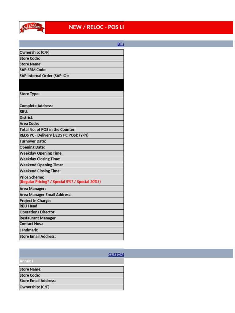 RR Pasig Market - Red Ribbon BU One Template Official | PDF