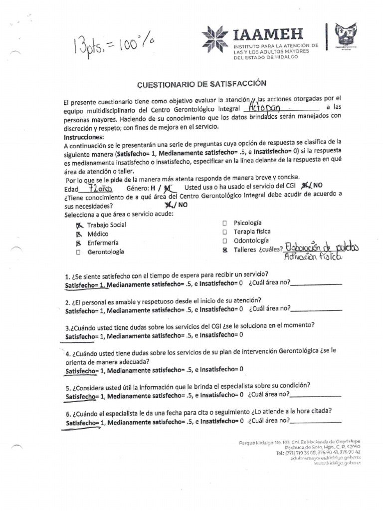Encuensta de Satisfacción Cgi Actopan | PDF