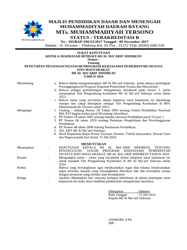 -Sk-Penanggung-Jawab-Program-Kerjasama | PDF