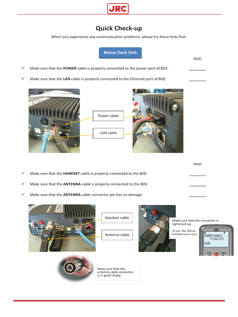 JRC JUE-250 - 500 Quick Check-Up | PDF