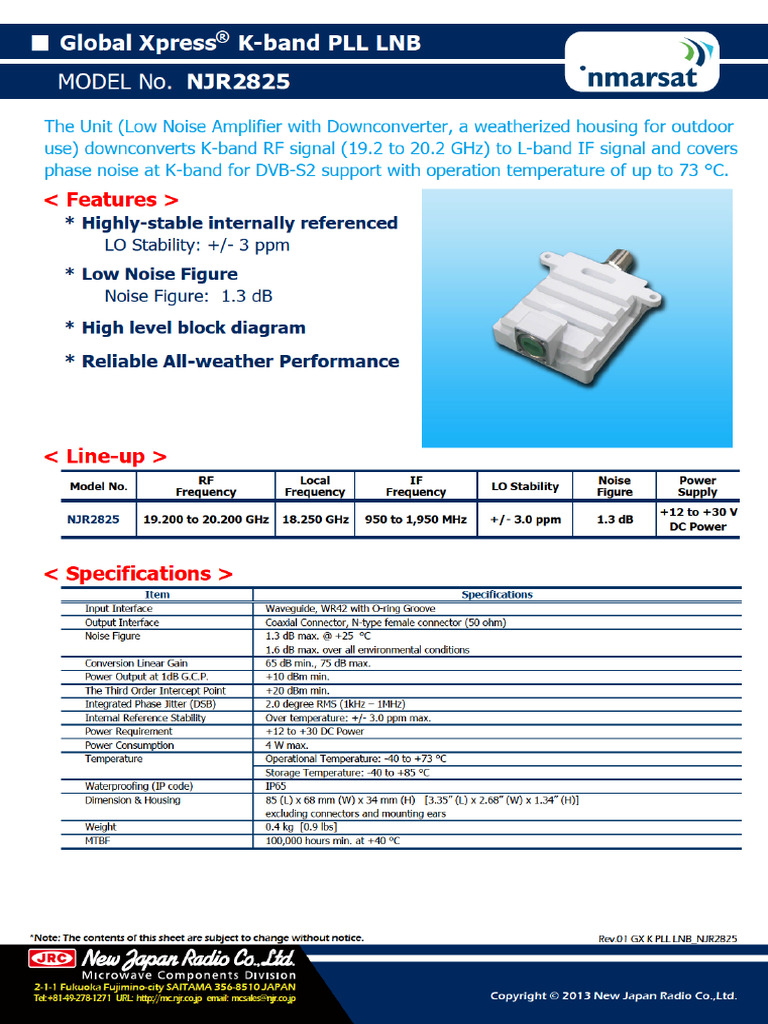JRC NJR2825 Express Ka Band LNB | PDF