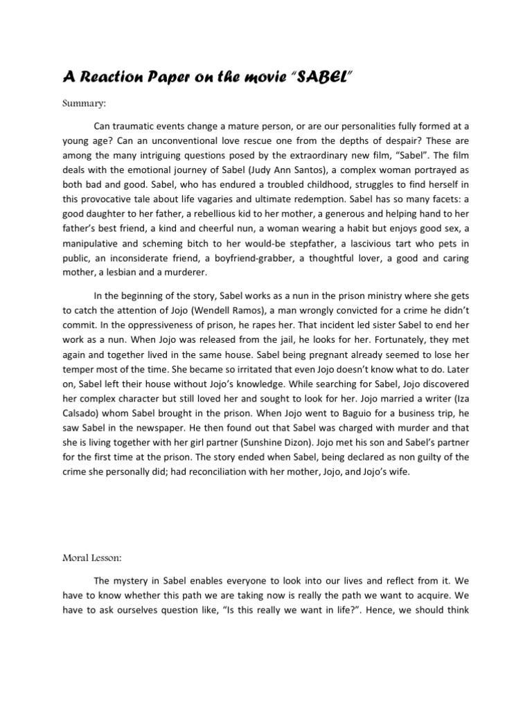 Reaction Paper | PDF