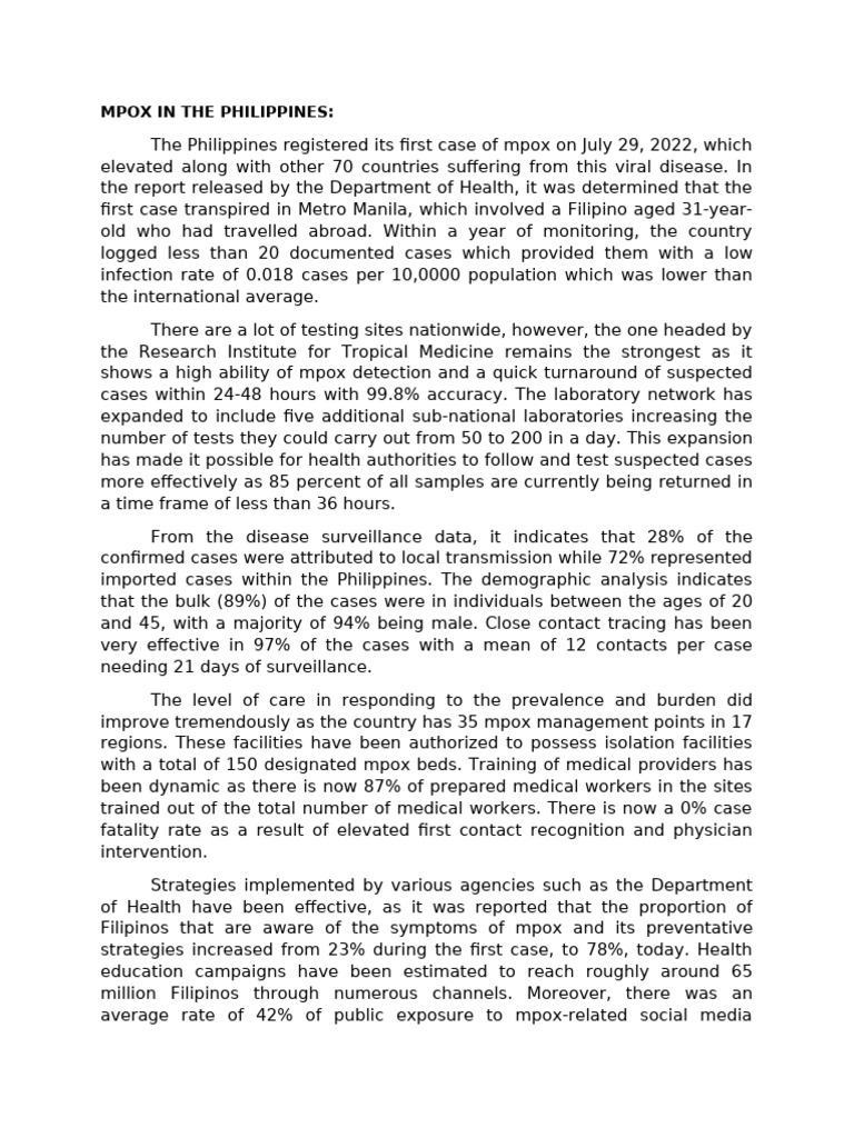 Commission Revision Mpox in The Philippines | PDF | Causes Of Death ...