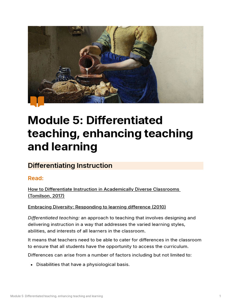 Module 5 Differentiated Teaching Enhancing Teaching and Learning | PDF ...