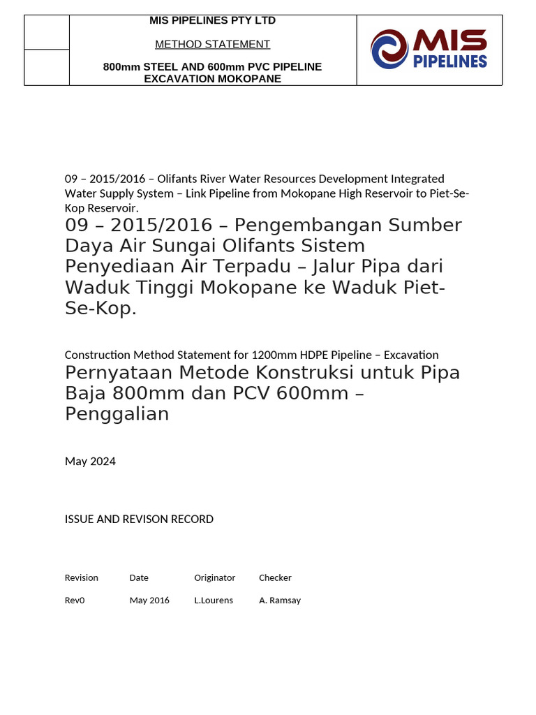 Method Statement - Excavation & Backfilling | PDF