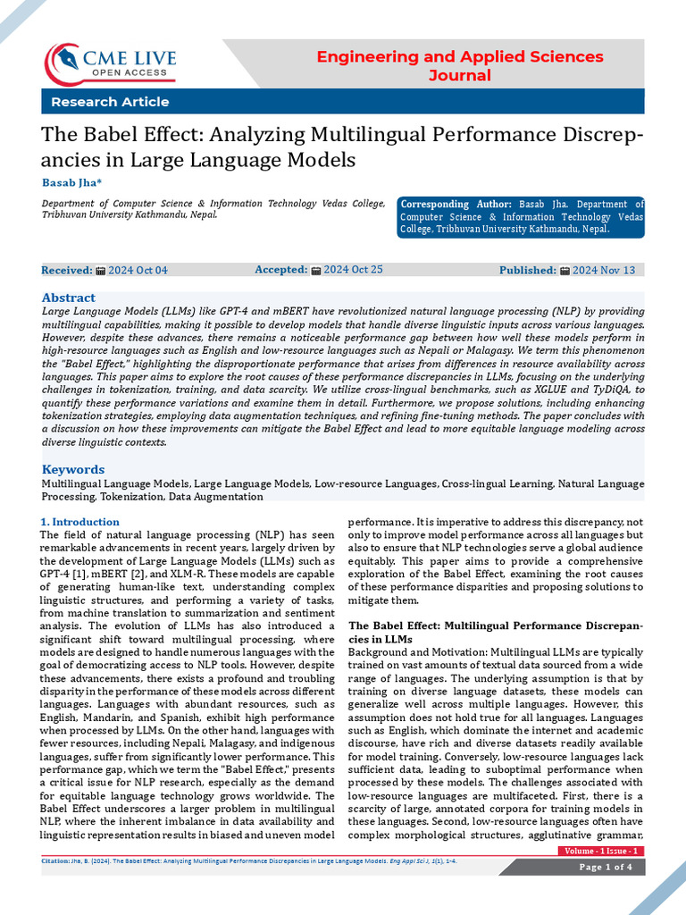 The Babel Effect Analyzing Multilingual Performance Discrepancies in ...