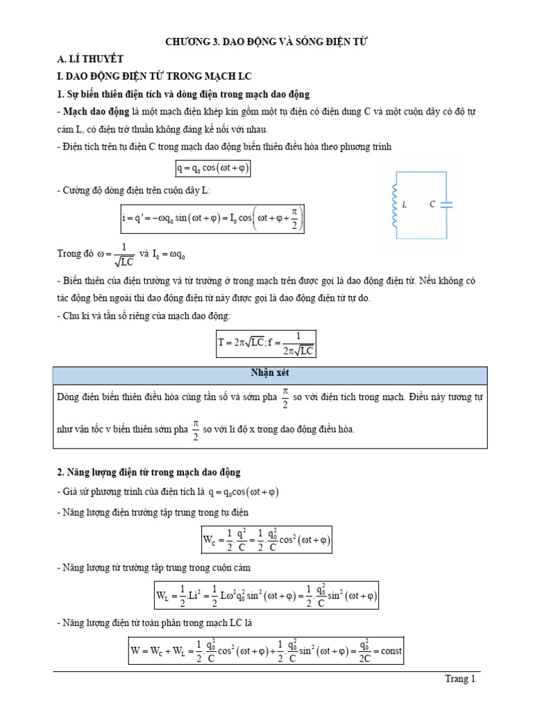 Cac Dang Bai Tap Chuyen de Dao Dong Va Song Dien Tu | PDF