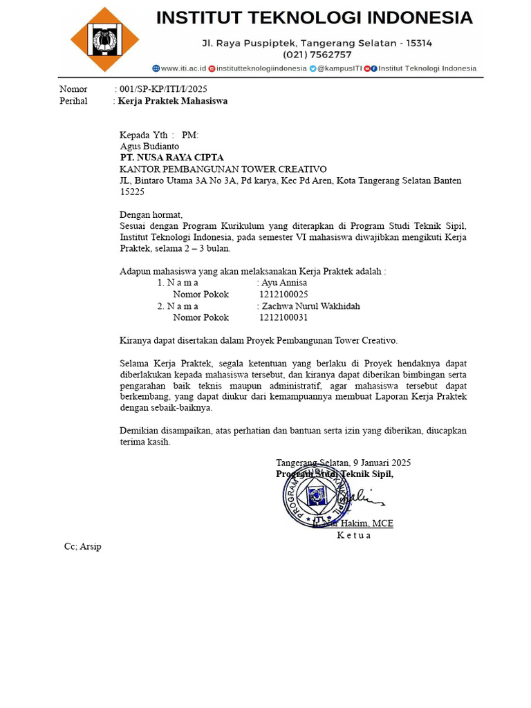 Surat KP PT NRC 2 | PDF