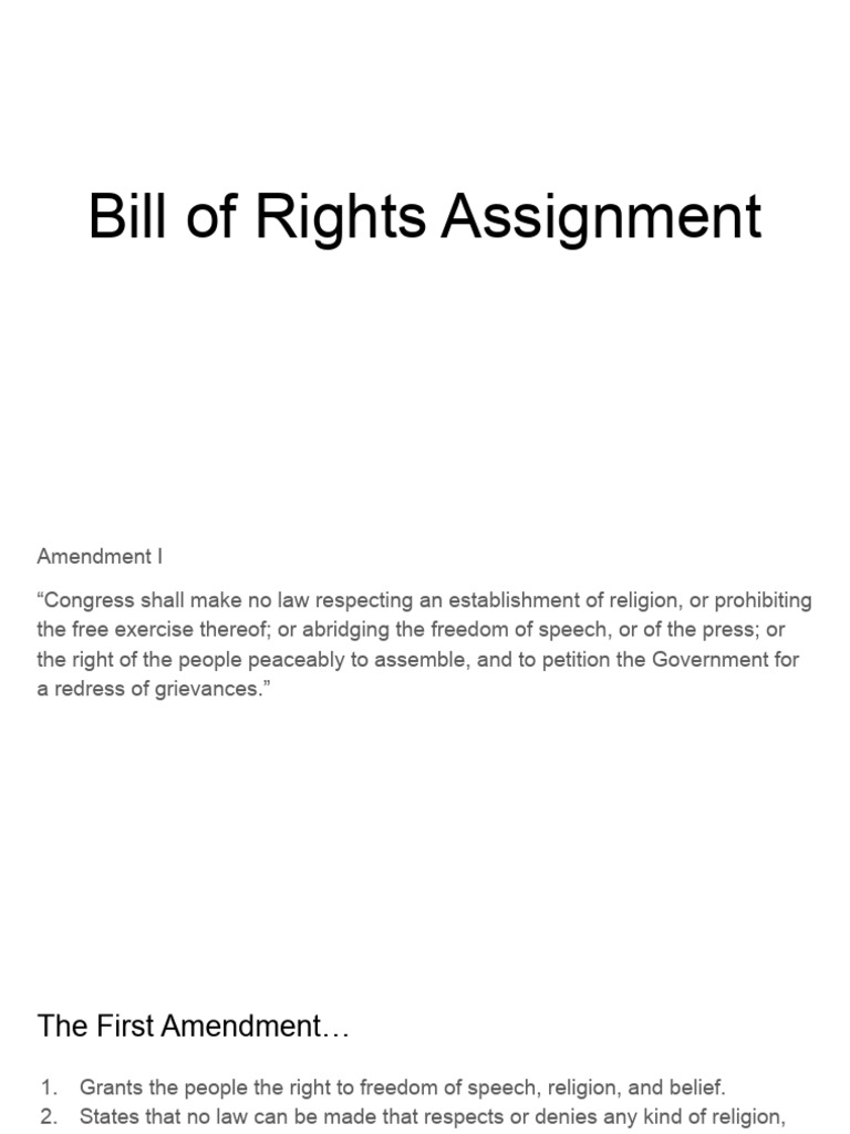 Bill of Rights Assignment | PDF | First Amendment To The United States ...