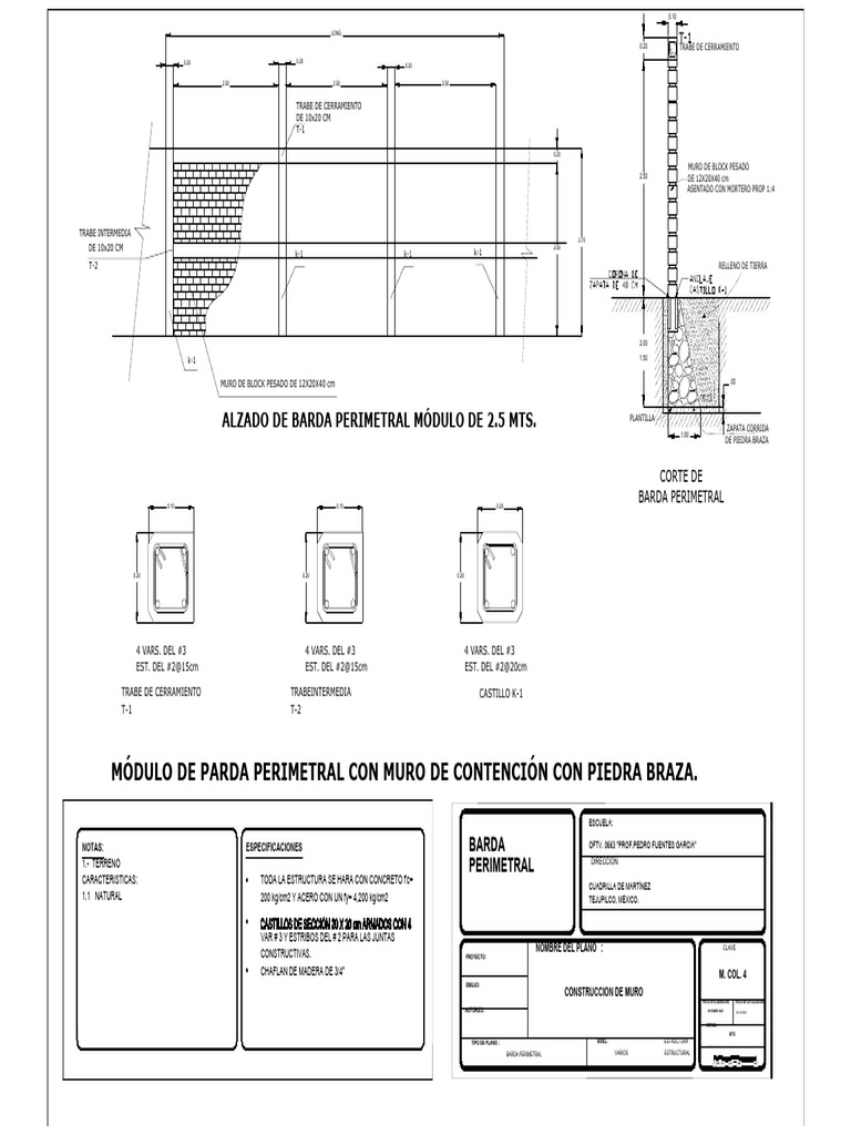 Plano Estructural Barda Perimetral | PDF | Diseño arquitectonico | Arquitectura