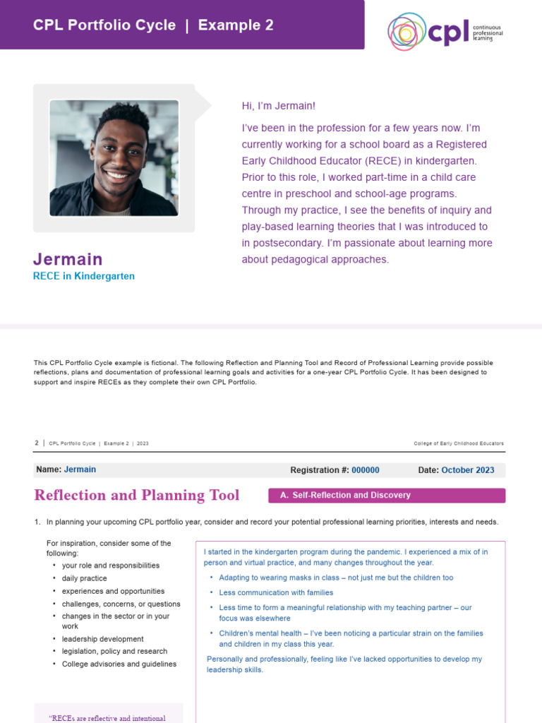 2023 CPL Portfolio Example for RECEs | PDF | Learning | Mental Health