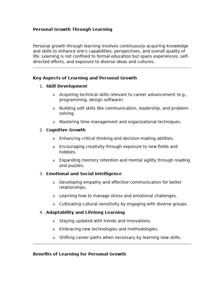 Personal Growth Through Continuous Learning | PDF | Learning | Personal ...