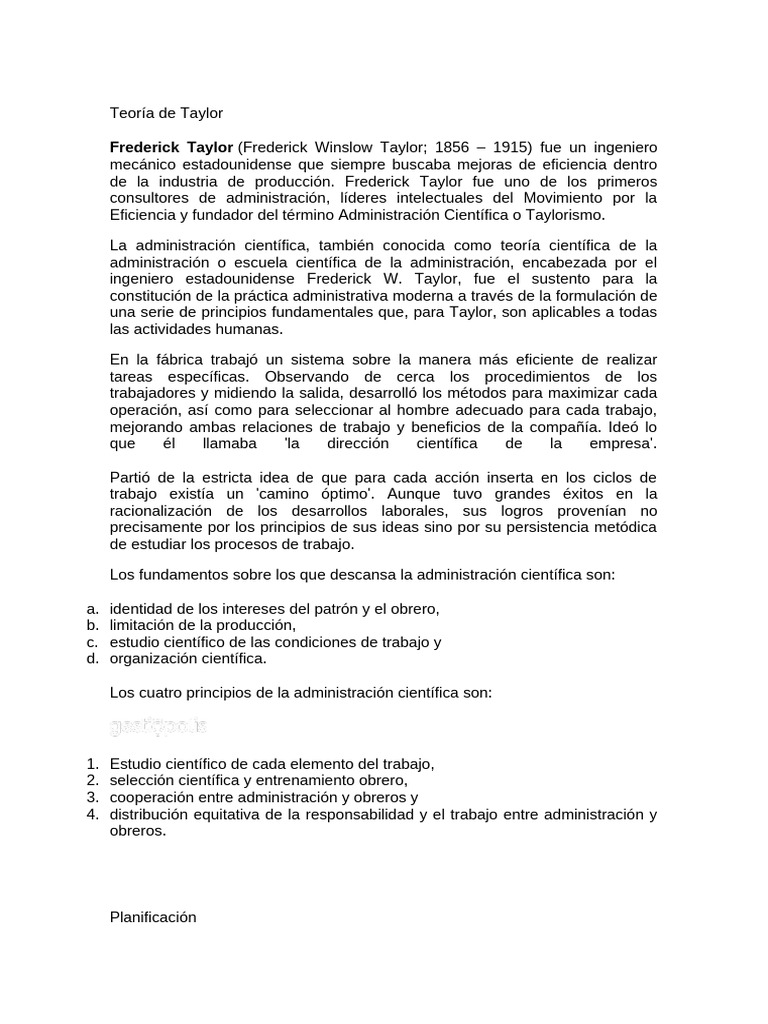 Teoría de Taylor | PDF | Economias | Business