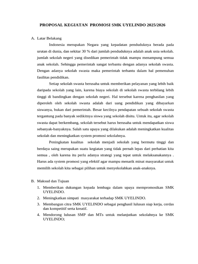 Promosi SMK UYELINDO 2025/2026 | PDF