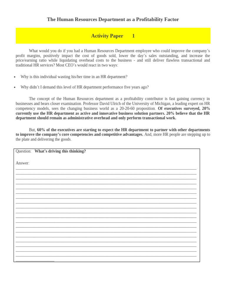 2024 DBA-DHRM HR Mgt Activity Paper - 1 | PDF | Human Resource Management | Profit (Economics)