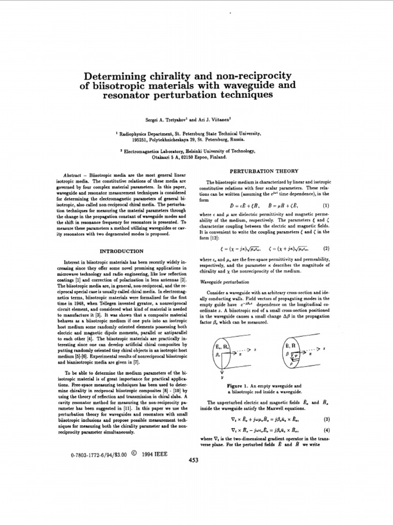 Determining Chirality and Non-Reciprocity of Biisotropic Materials With Waveguide and Resonator ...