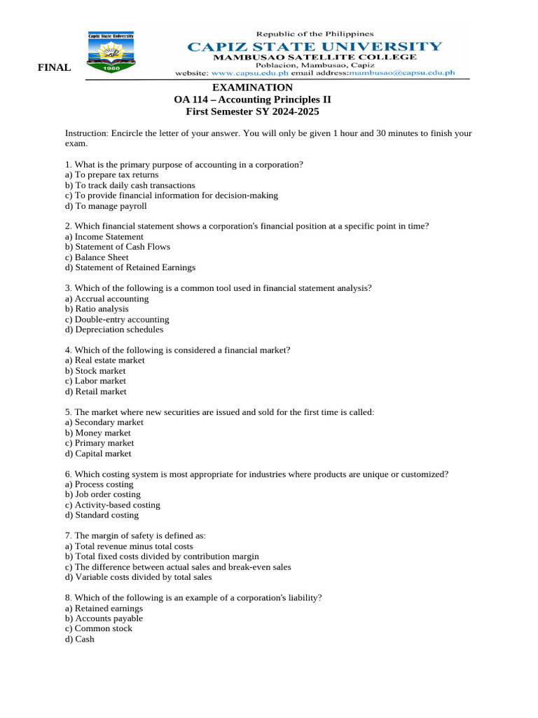 FINAL EXAMINATION - Portfolio | PDF | Equity (Finance) | Dividend