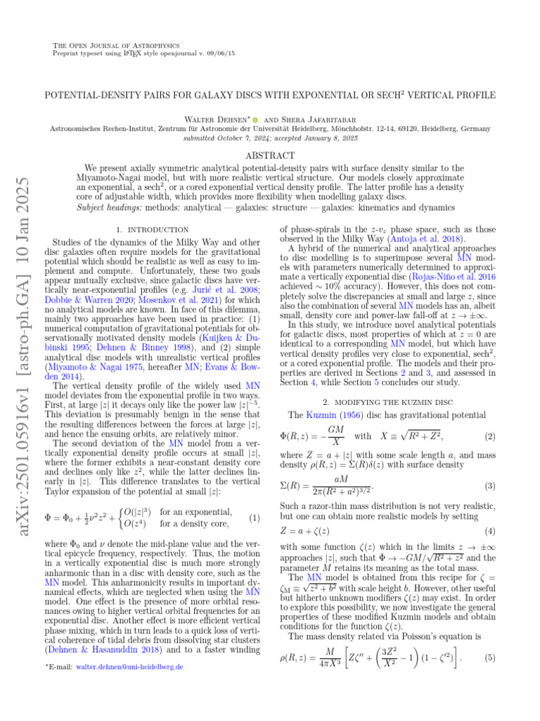 POTENTIAL-DENSITY PAIRS FOR GALAXY DISCS WITH EXPONENTIAL OR SECH2 ...
