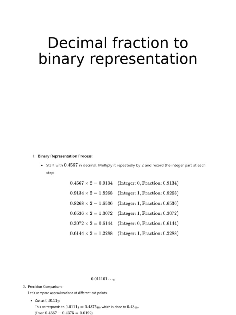 Decimal fraction to binary representation | PDF