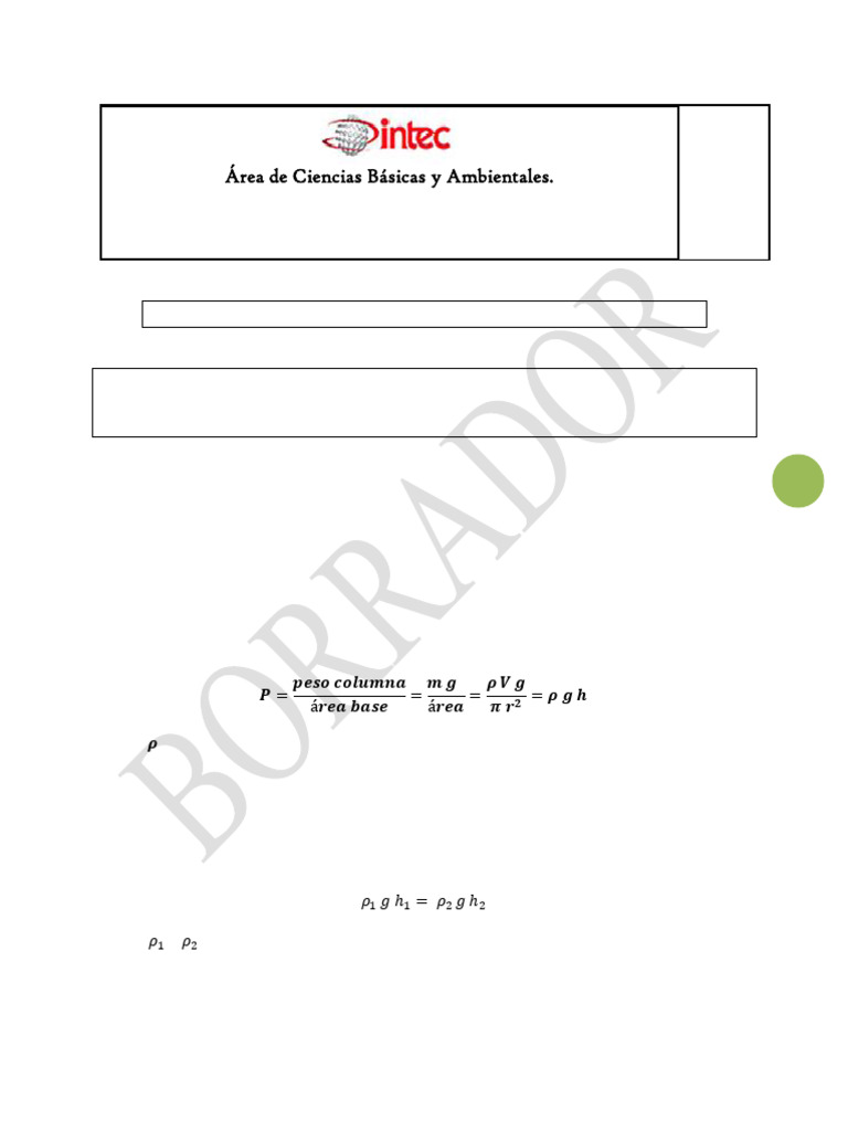 Pract 08 (Presión) | PDF | Densidad | Presión