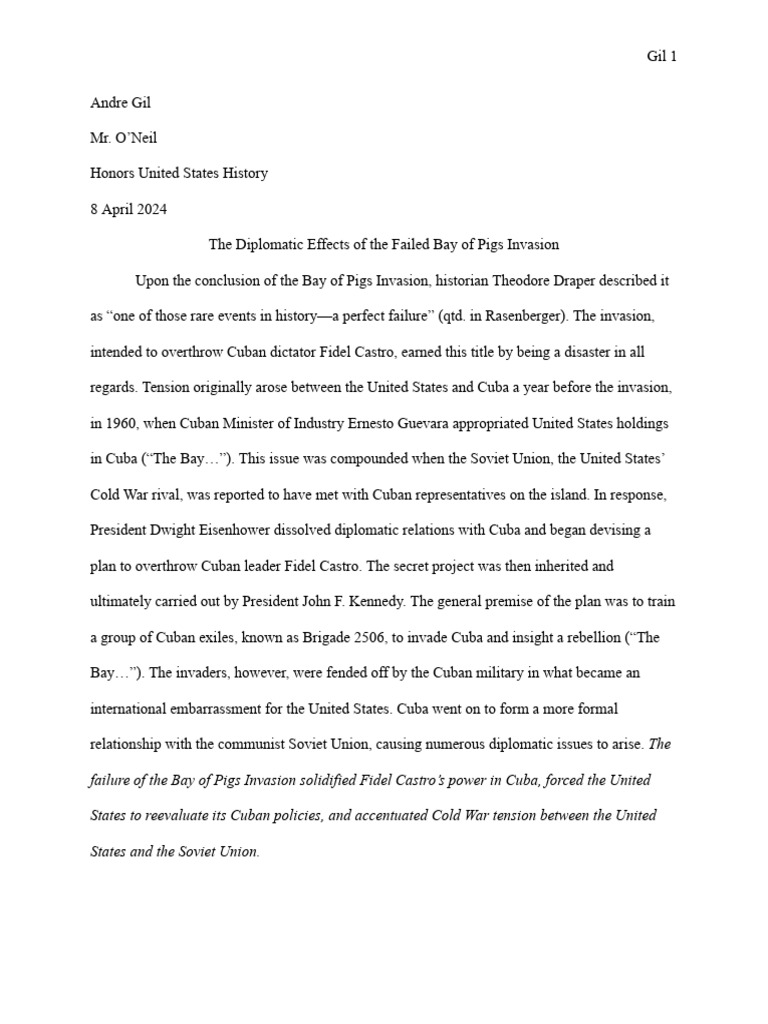 Andre Gil - Informational Essay | PDF | Cuban Missile Crisis | Fidel Castro