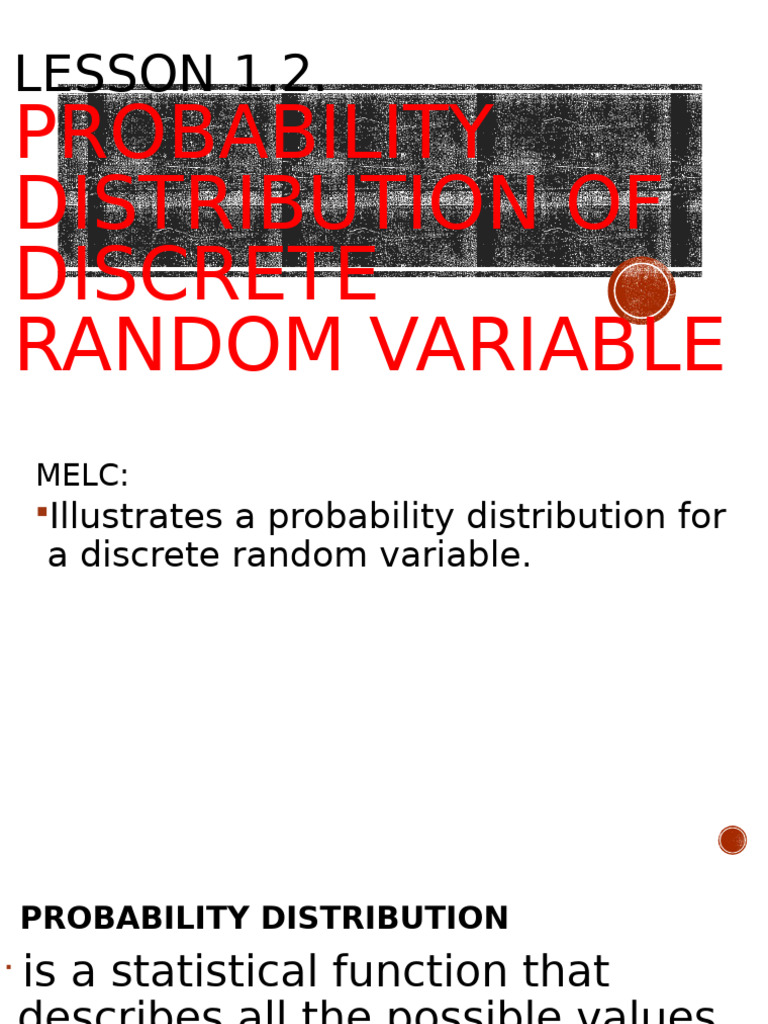 LESSON 1.2 Probability Distribution | PDF | Probability Distribution ...