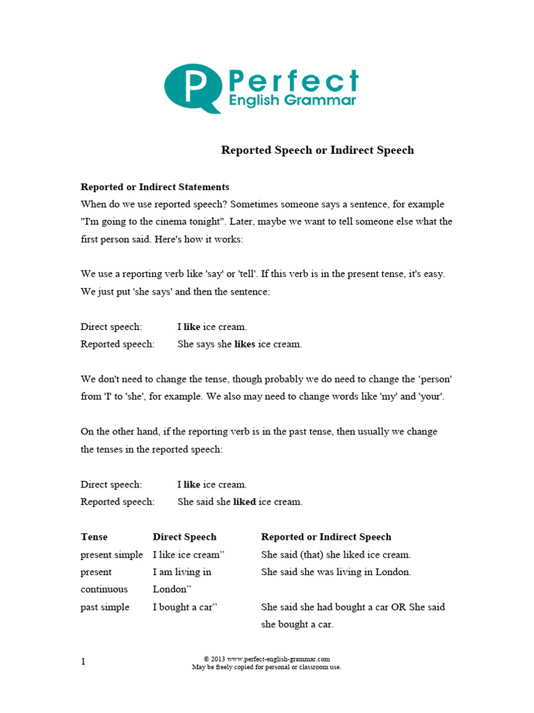 Indirect or Reported Speech Explanation | PDF | Question | Linguistic Morphology