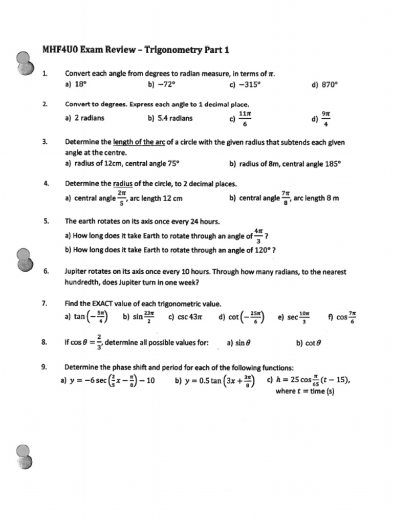 Jfss Exam Review Trigonometry Part 1 Pdf