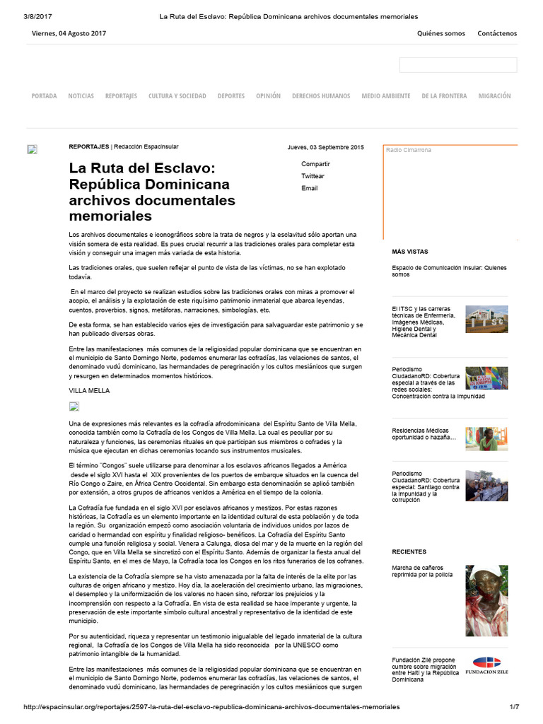 La Ruta Del Esclavo - República Dominicana Archivos Documentales ...