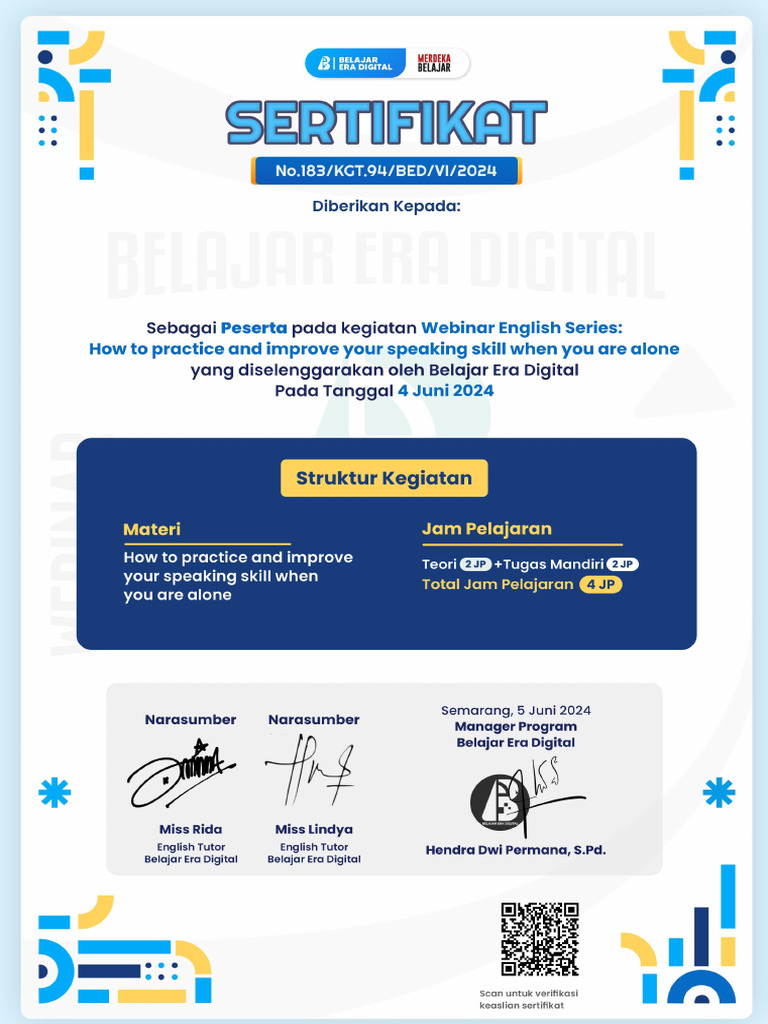 Sertifikat_Sri Lestariningsih, S.pd. Webinar 4 Juni 2024 | PDF