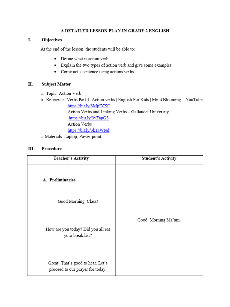 572789958-A-DETAILED-LESSON-PLAN-ACTION-VERB | PDF | Verb | Object (Grammar)