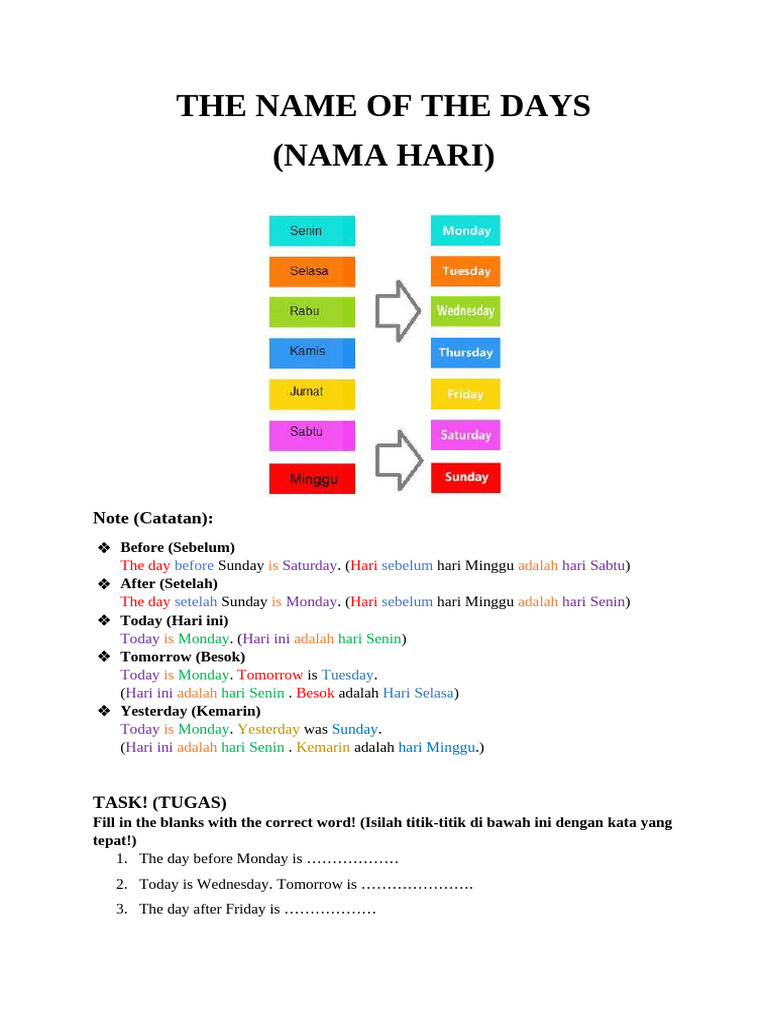 Understanding Days of the Week | PDF