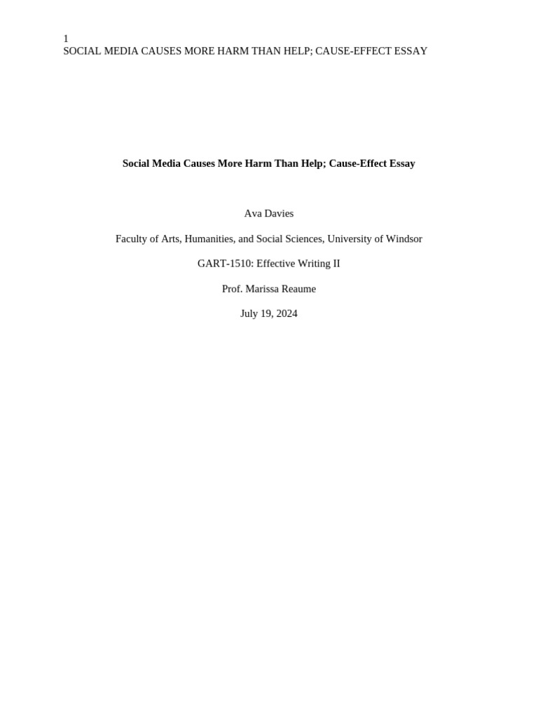 GART-1510 - Cause-Effect FINAL | PDF | Major Depressive Disorder | Social Media