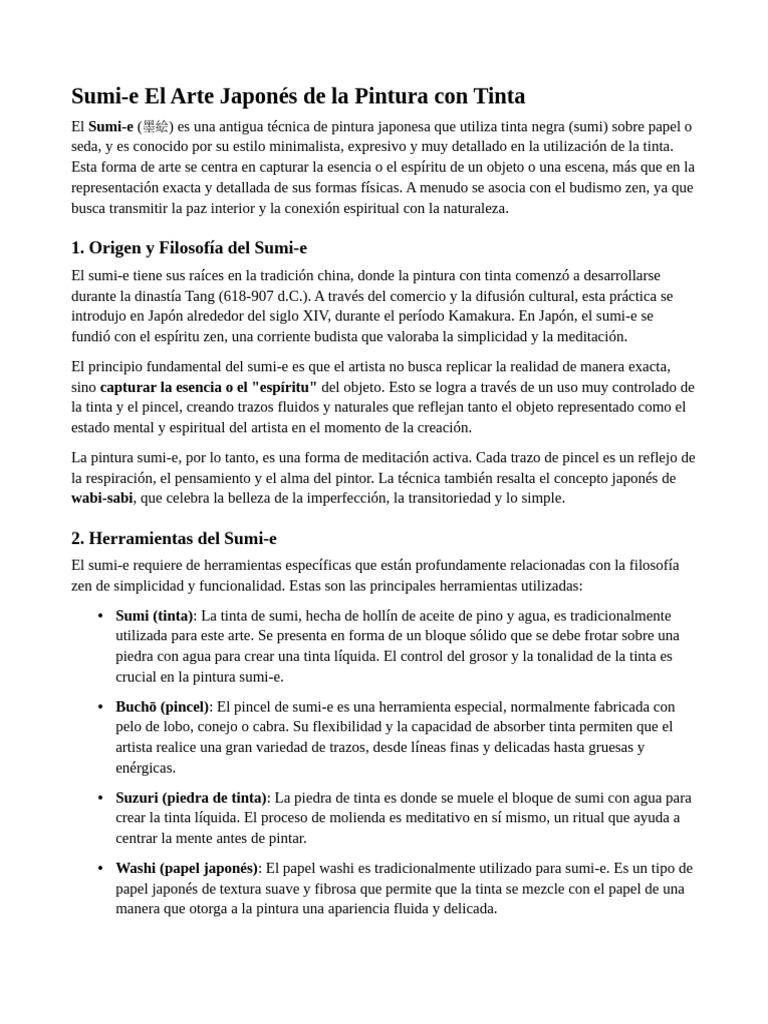Sumi-E El Arte Japonés de La Pintura Con Tinta | PDF | Pinturas | Arte japonés