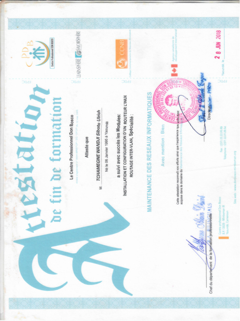 Attest de Formation Réseau Informatique_101757 | PDF