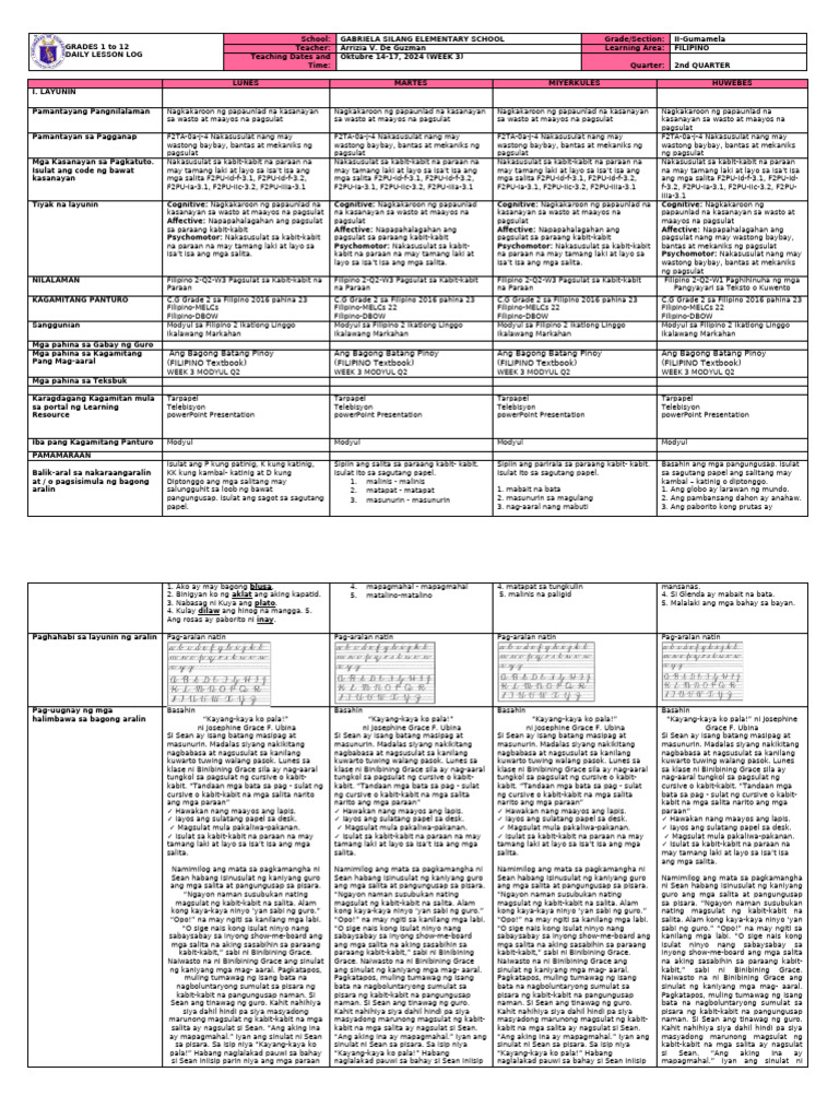 DLL Filipino 2 Q2 W3 | PDF