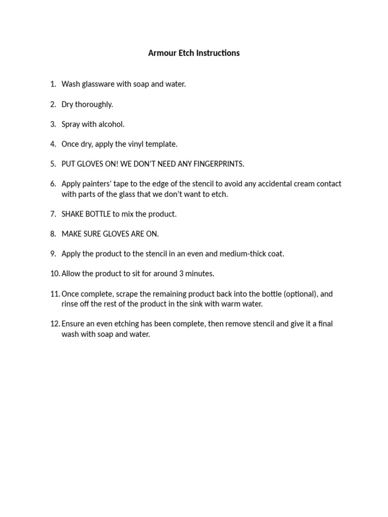 Armour Etch Glass Etching Guide | PDF