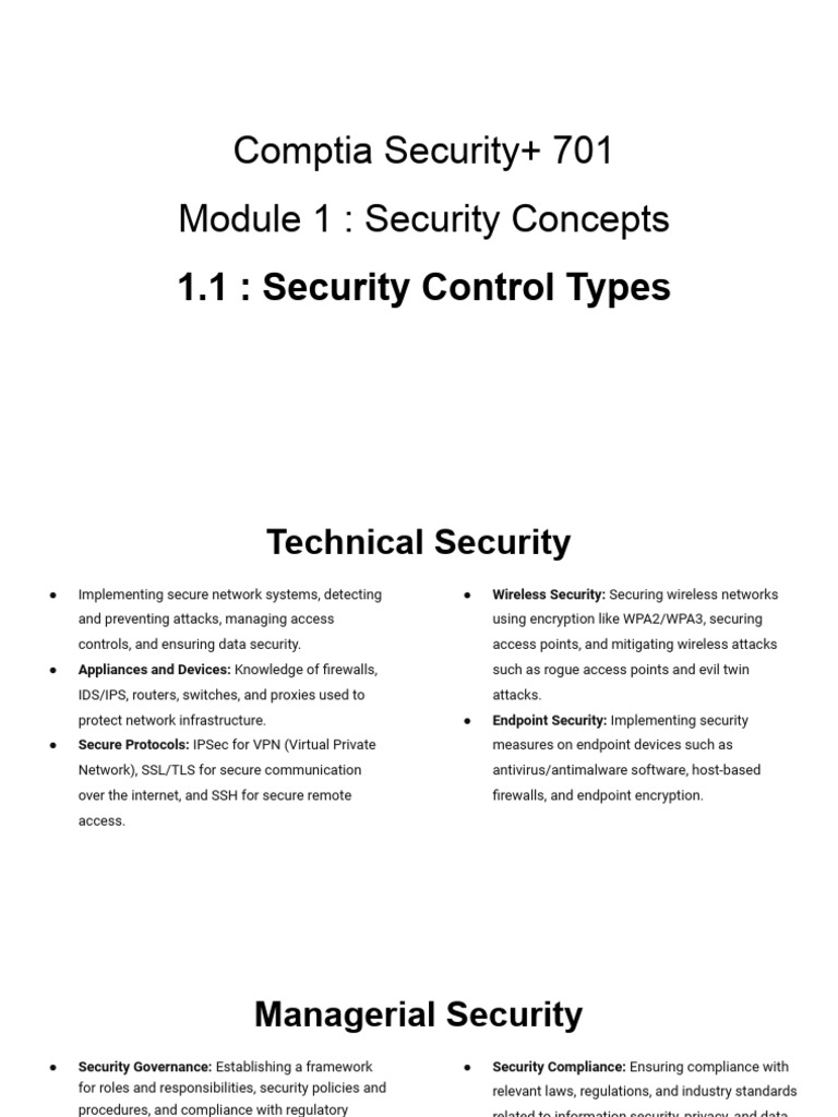 Security 1.1 - Security Control Types | PDF | Security | Computer Security