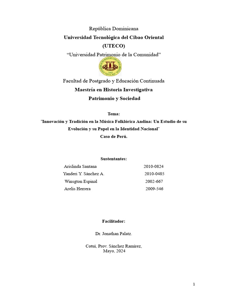 TRABAJO PATRIMONIO Y SOCIEDAD - Docx (1) - Compressed | PDF | Tradiciones | Folklore