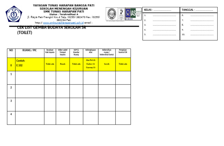 CONTOH CEKLIST GEMBA (TOILET) | PDF