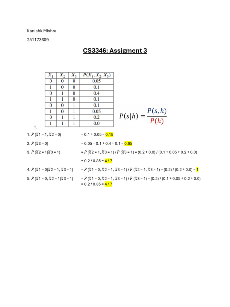 Kanishk Mishra-CS3346-Assignment 3 | PDF | Probability Theory | Mathematics Kanishk Mishra-CS3346-Assignment 3 | PDF | Probability Theory | Mathematics