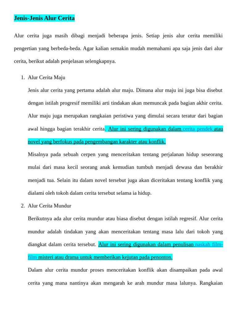 Jenis-Jenis Alur Cerita | PDF