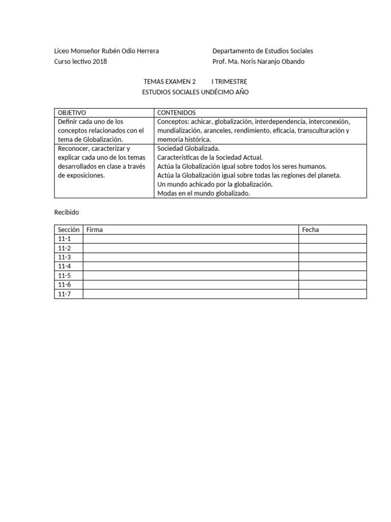 estudios-sociales-temas-examen-2-i-trimestre | PDF