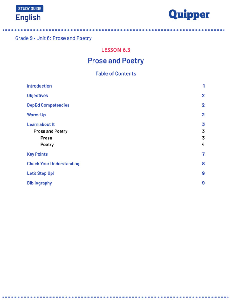 ME Eng 9 Q2 0603 - SG - Prose and Poetry - B | PDF | Poetry | The Raven