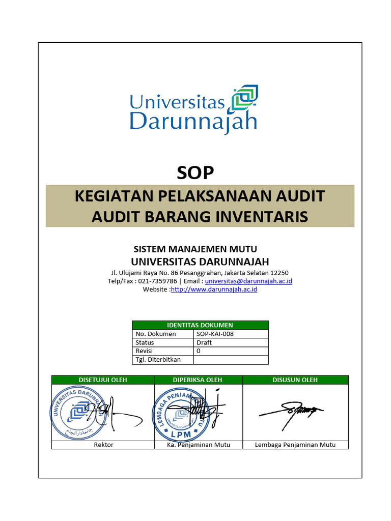 SOP KAI 008 Audit Barang Inventaris | PDF