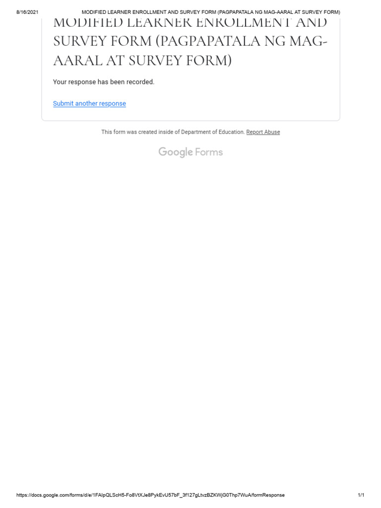 Modified Learner Enrollment and Survey Form (Pagpapatala NG Mag-Aaral ...