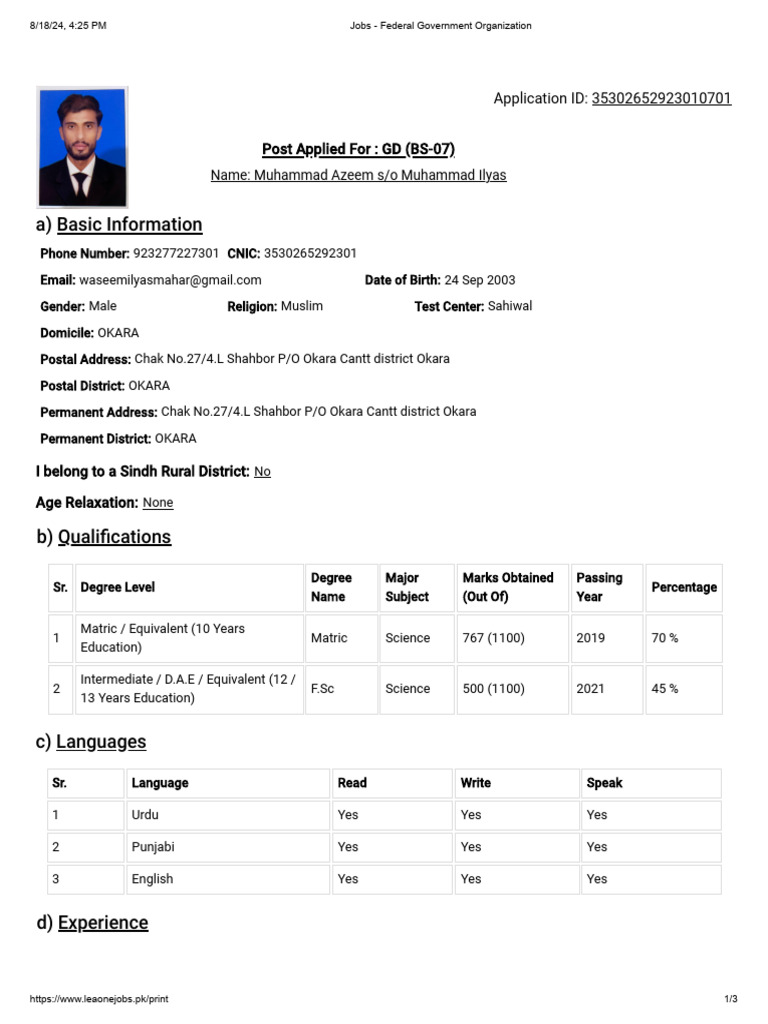 Federal Government Job Application | PDF | Justice | Crime & Violence